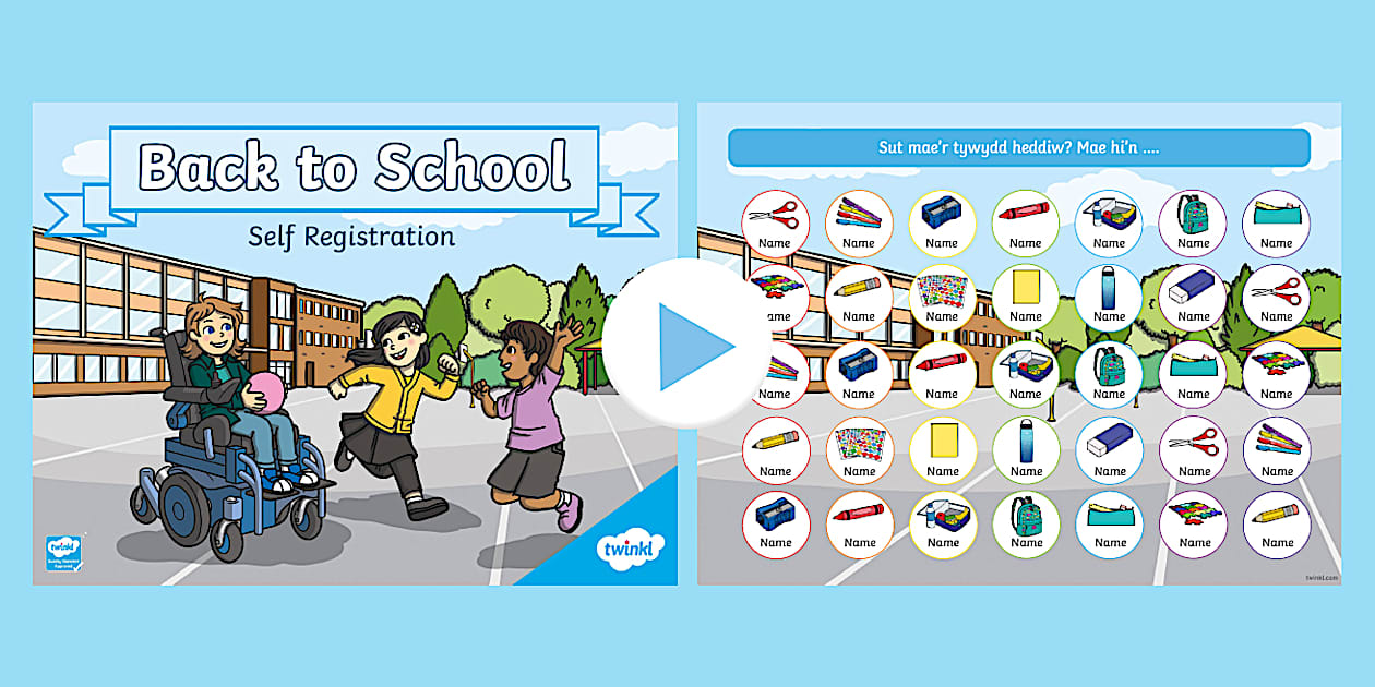 Back to School Self-Registration PowerPoint - Welsh - Twinkl