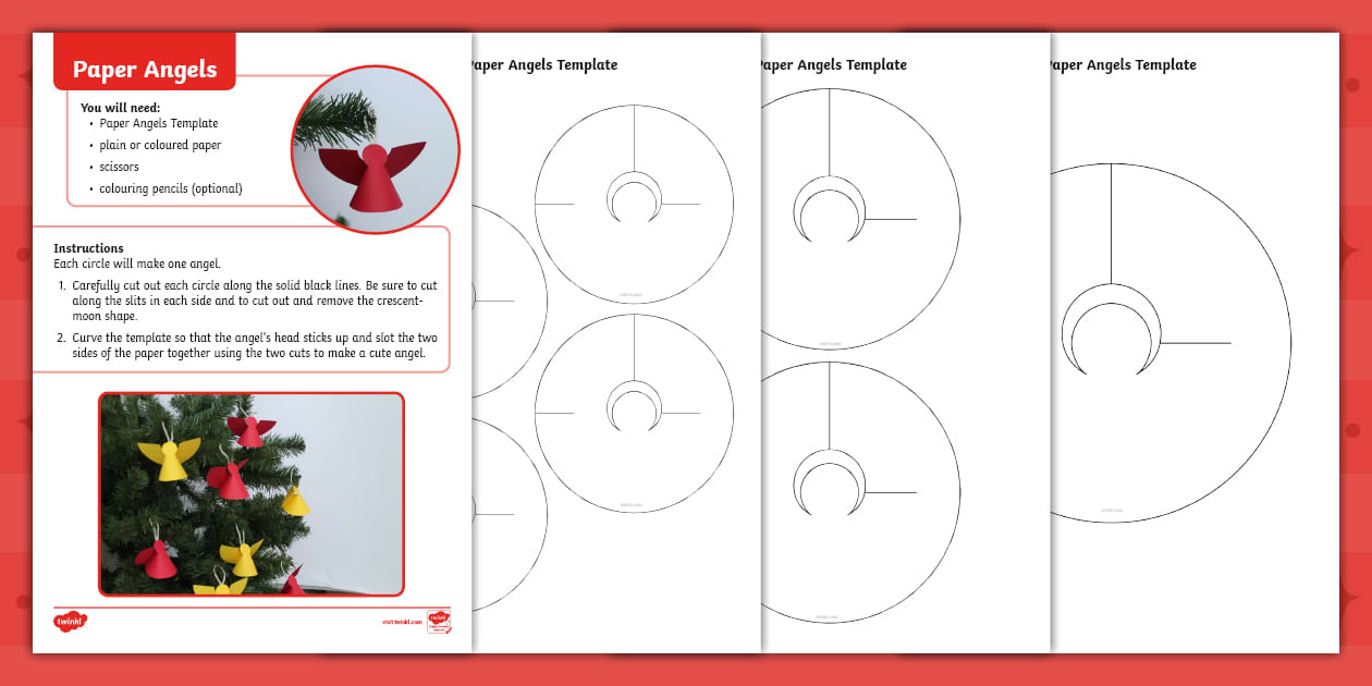 Paper Angels Craft Template | Christmas Angel Craft - Twinkl