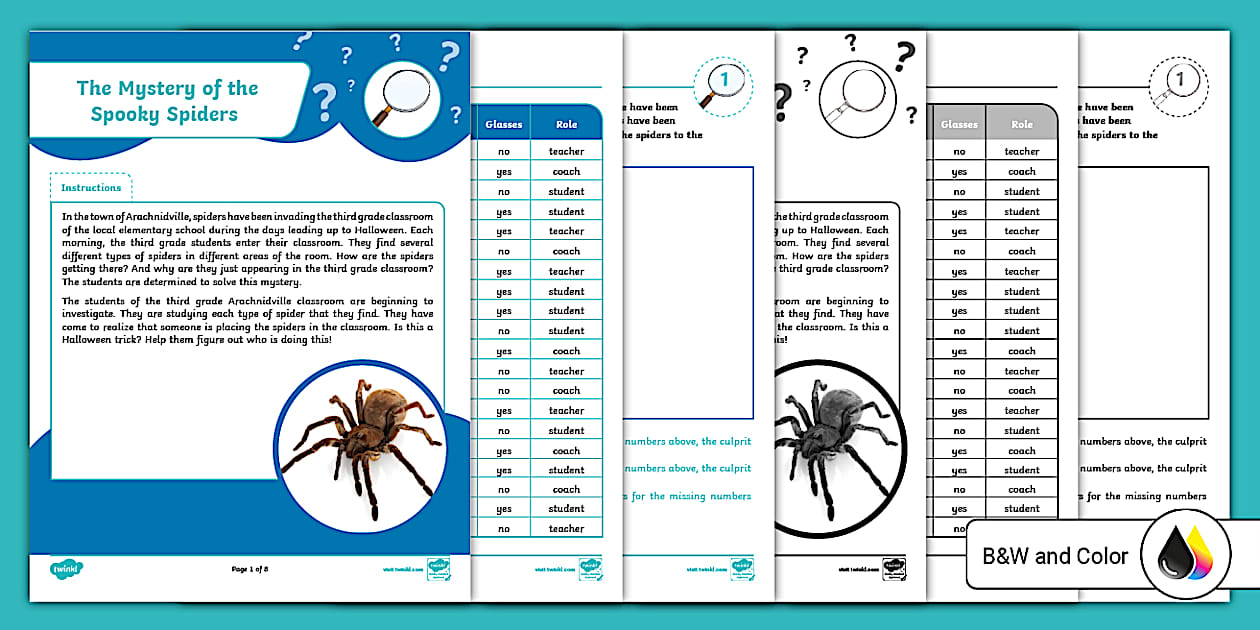 Third Grade The Mystery of the Spooky Spiders Math Project