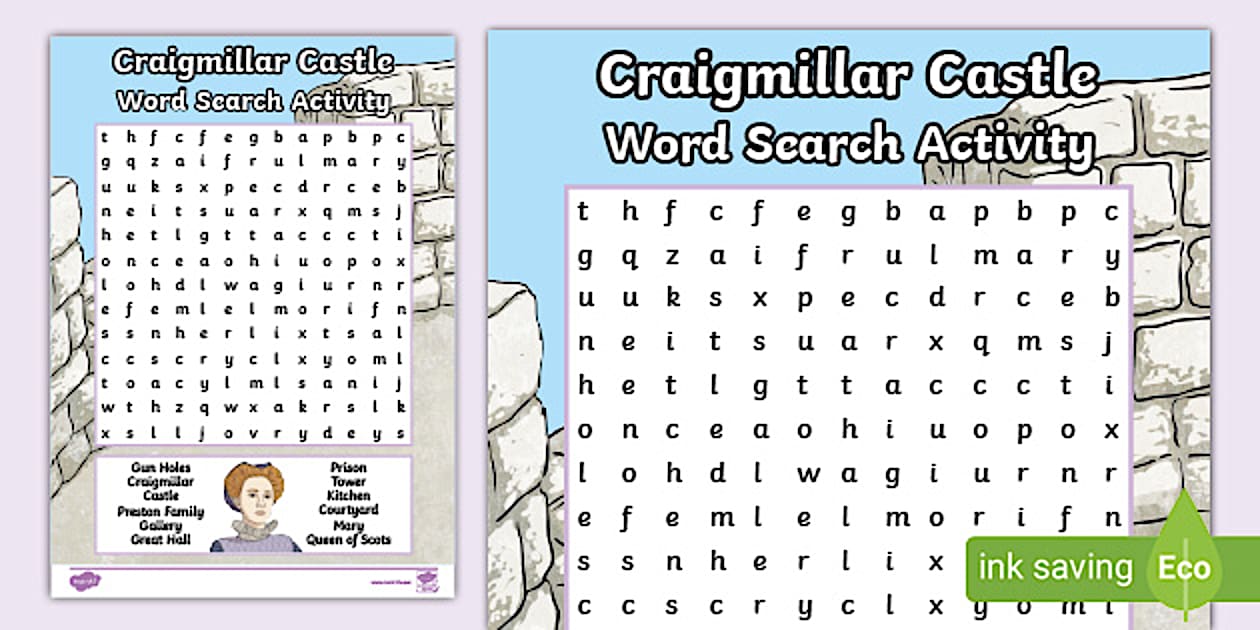 Craigmillar Castle Word Search Activity - Primary Resources