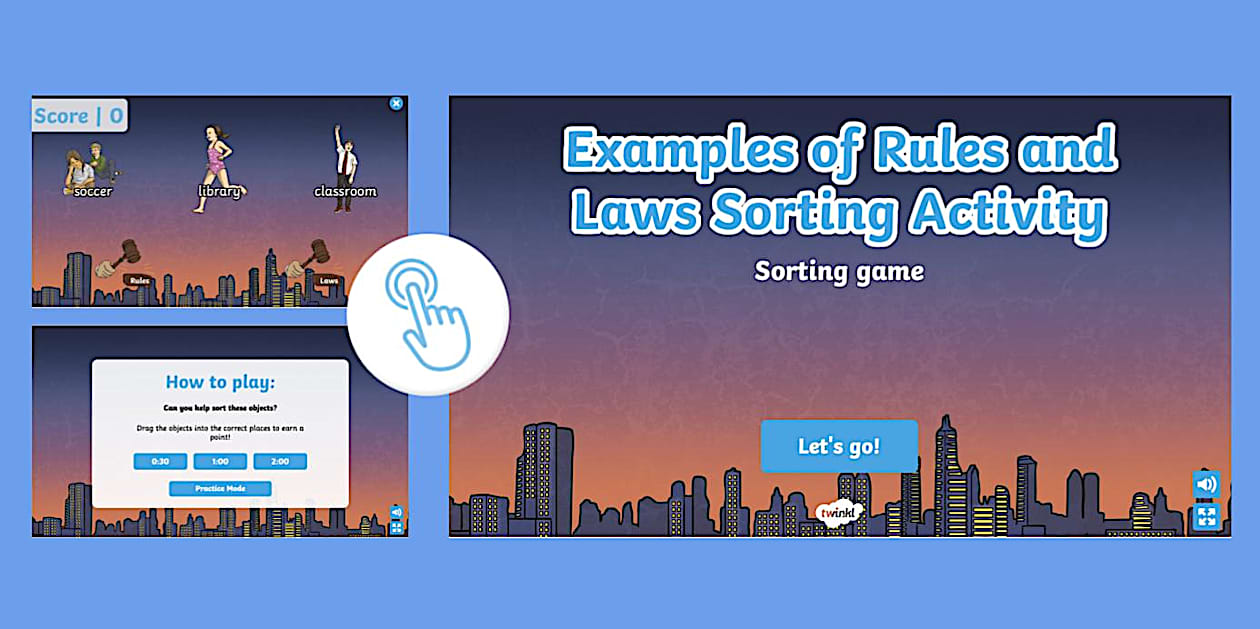 Examples of Rules and Laws Sorting Activity (teacher made)