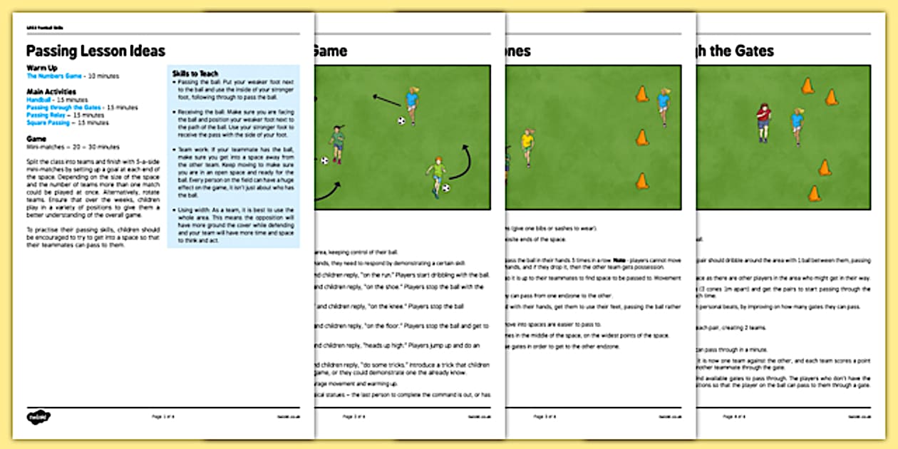 Black and White Football Skills 2 Passing Lesson Pack