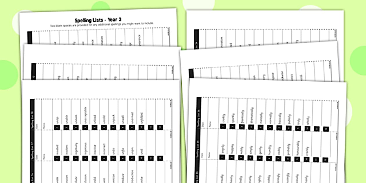 Editable Home Educators Spelling Pack Year 3 (teacher made)