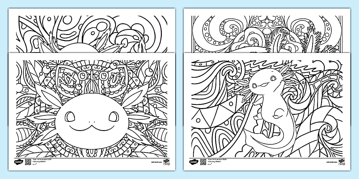 Axolotl Mindfulness Colouring Pages (teacher made) - Twinkl