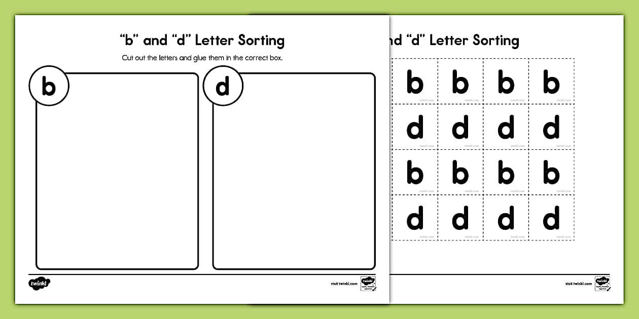 Lowercase b and d Confusing Letter Sorting Worksheet