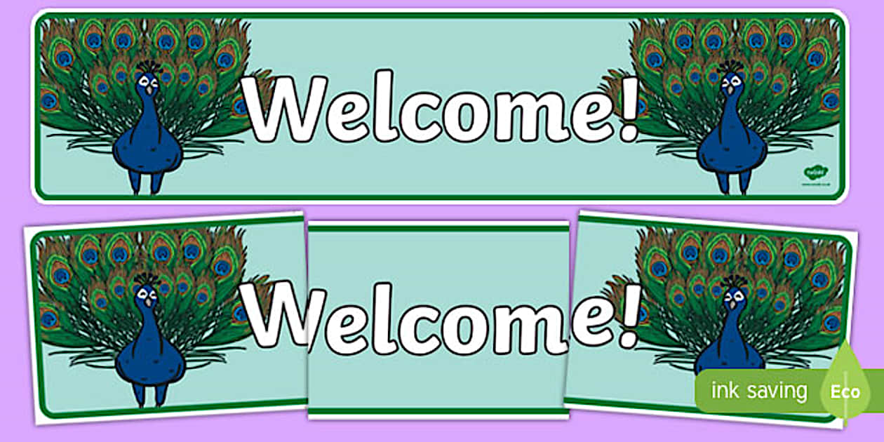 Peacock Welcome Sign Banner for Bulletin Boards | Twinkl USA