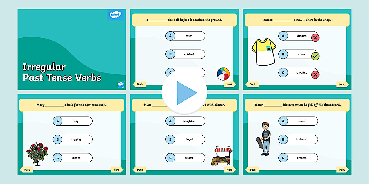 Irregular Past Tense Verbs PowerPoint Quiz (teacher made)