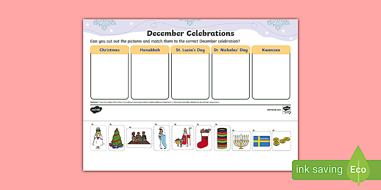 KS1 December Celebrations and Holidays Activity