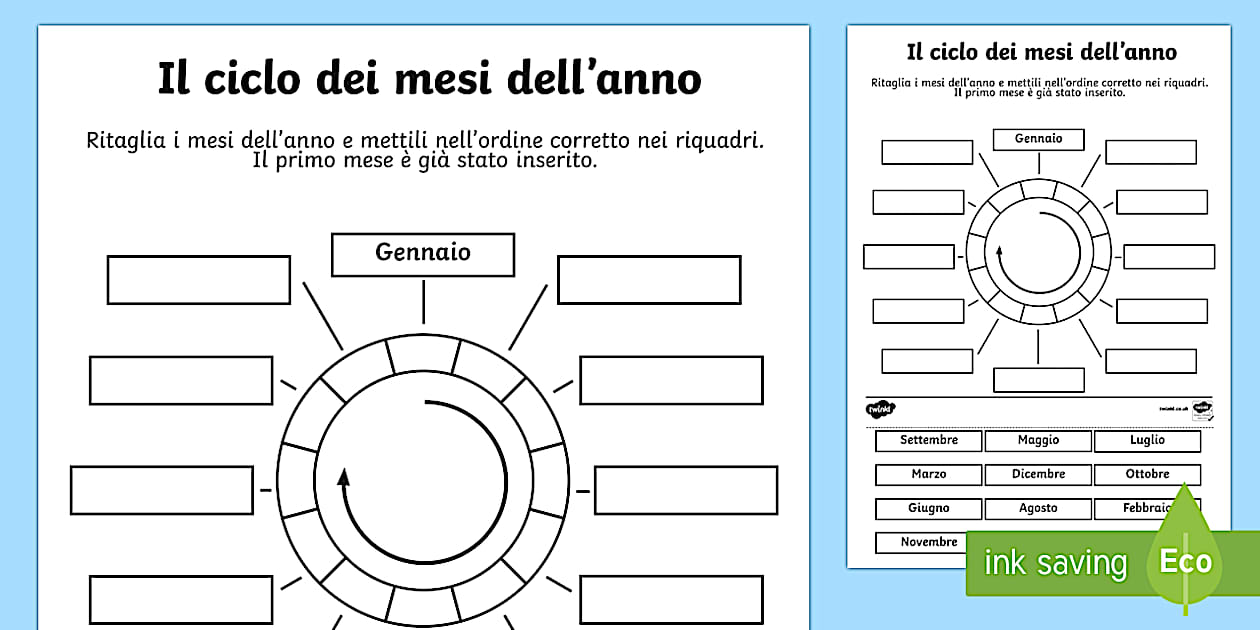 Esercizio sui Mesi dell'Anno: Il Ciclo dei Mesi - Twinkl