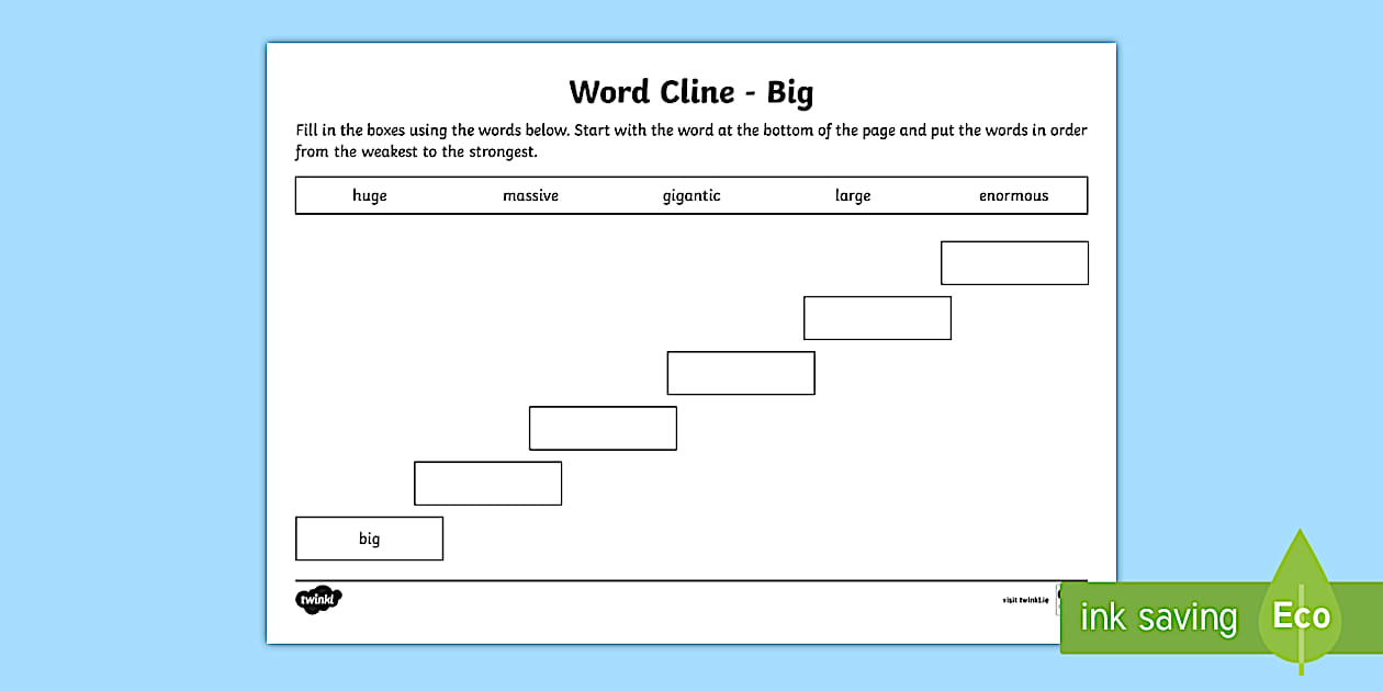 Word Cline for 'Big' Worksheet (Teacher-Made) - Twinkl