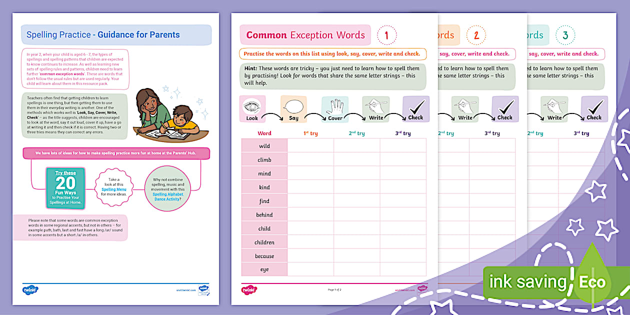 Year 2 Common Exception Words Worksheets – KS1 Resource