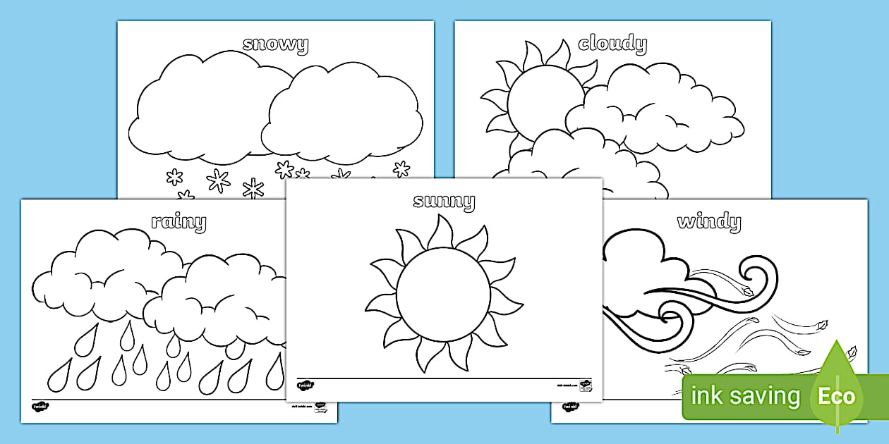 Weather Picture and Word Colouring Sheets | Twinkl - Twinkl
