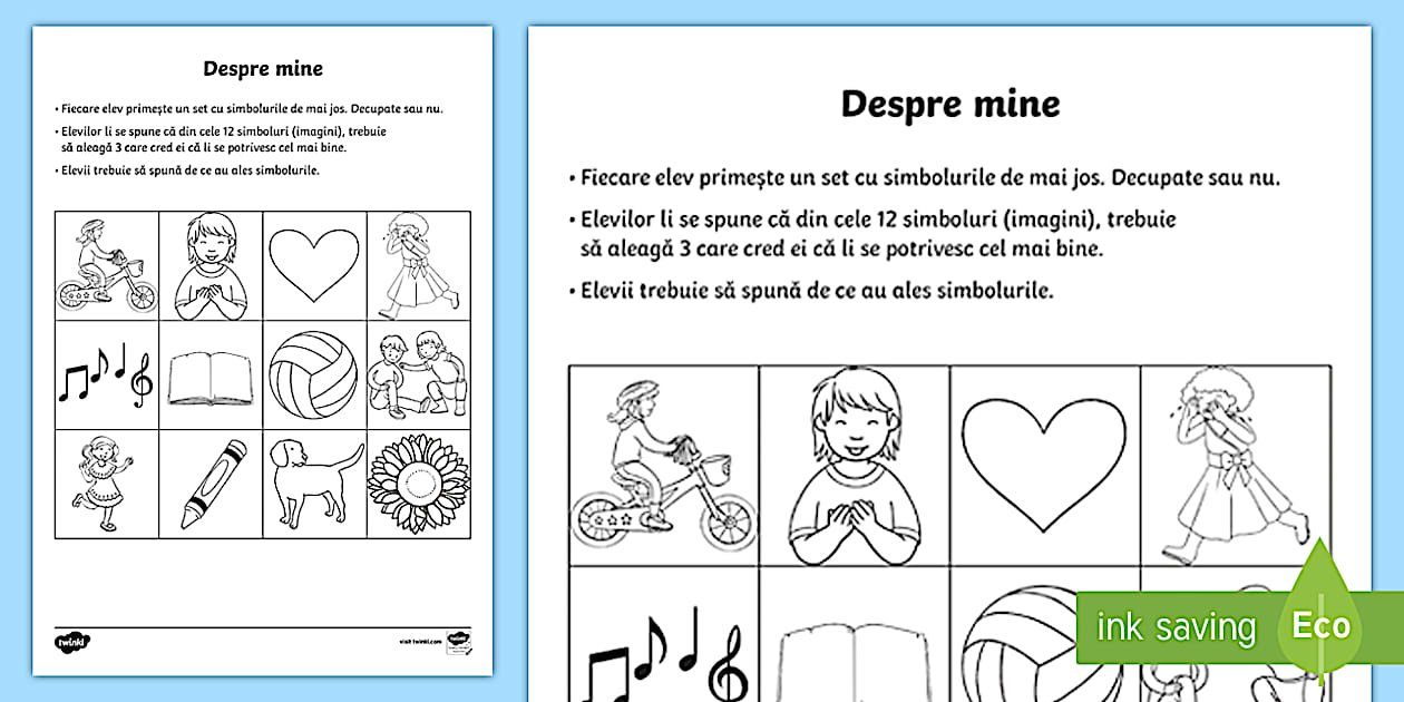 Despre mine - Activitate Romanian (teacher made) - Twinkl