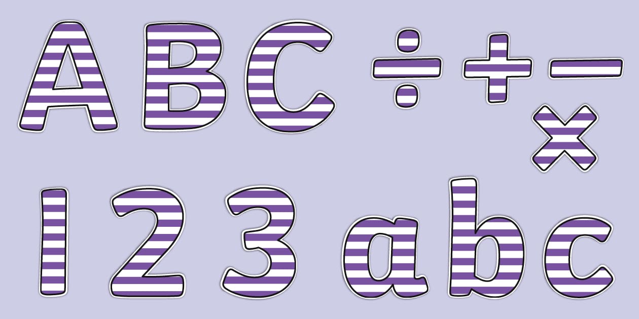 Stripey Purple Display Lettering (teacher made) - Twinkl