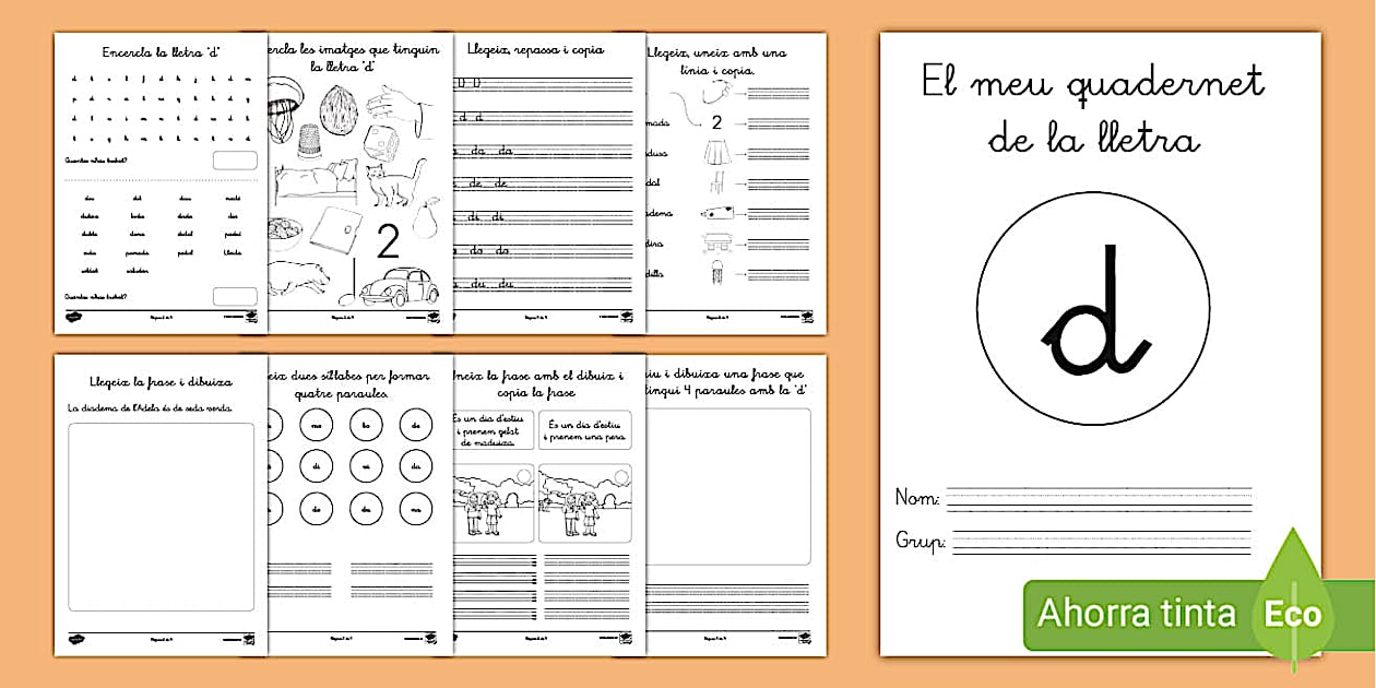Quadernet de lectoescriptura: La lletra D - Català - Twinkl