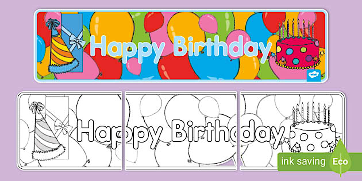 Happy Birthday Banner | Black and White - Primary Resources