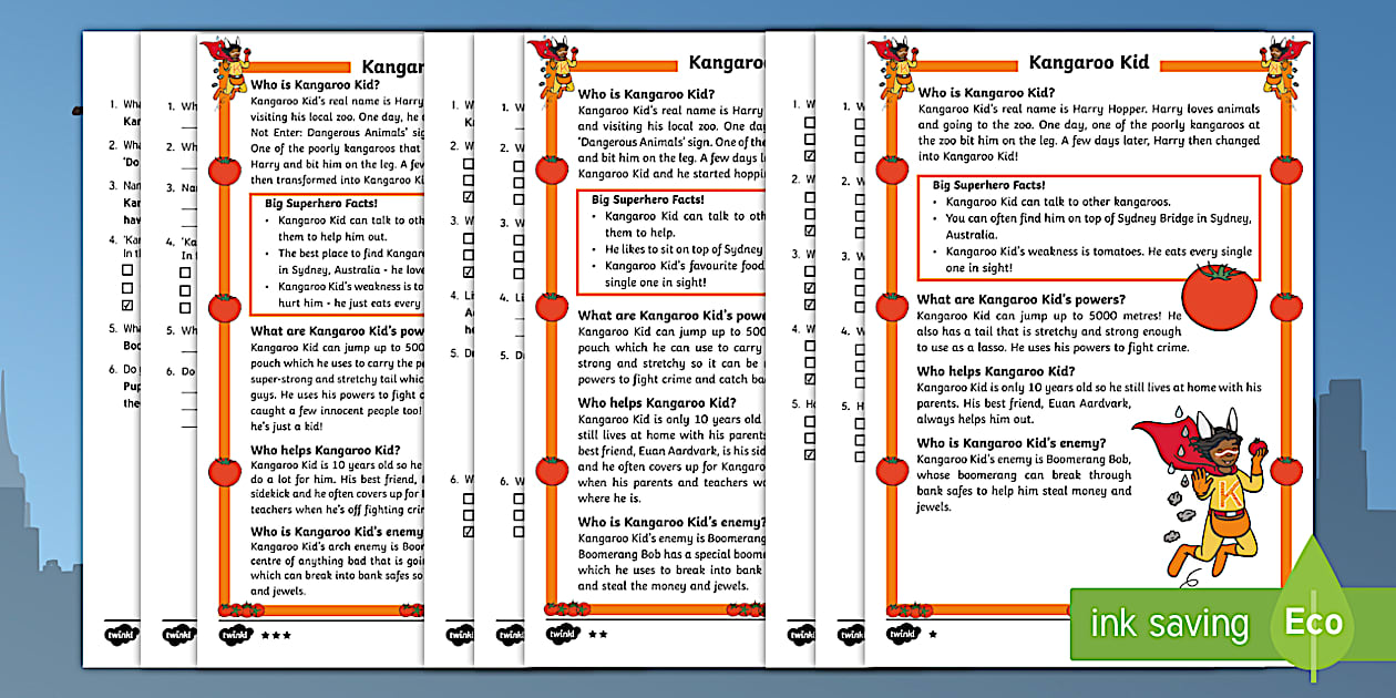 Kangaroo Kid: A Superhero Differentiated Reading Comprehension Activity