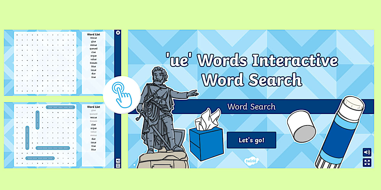 'ue' Words Interactive Word Search (teacher made) - Twinkl
