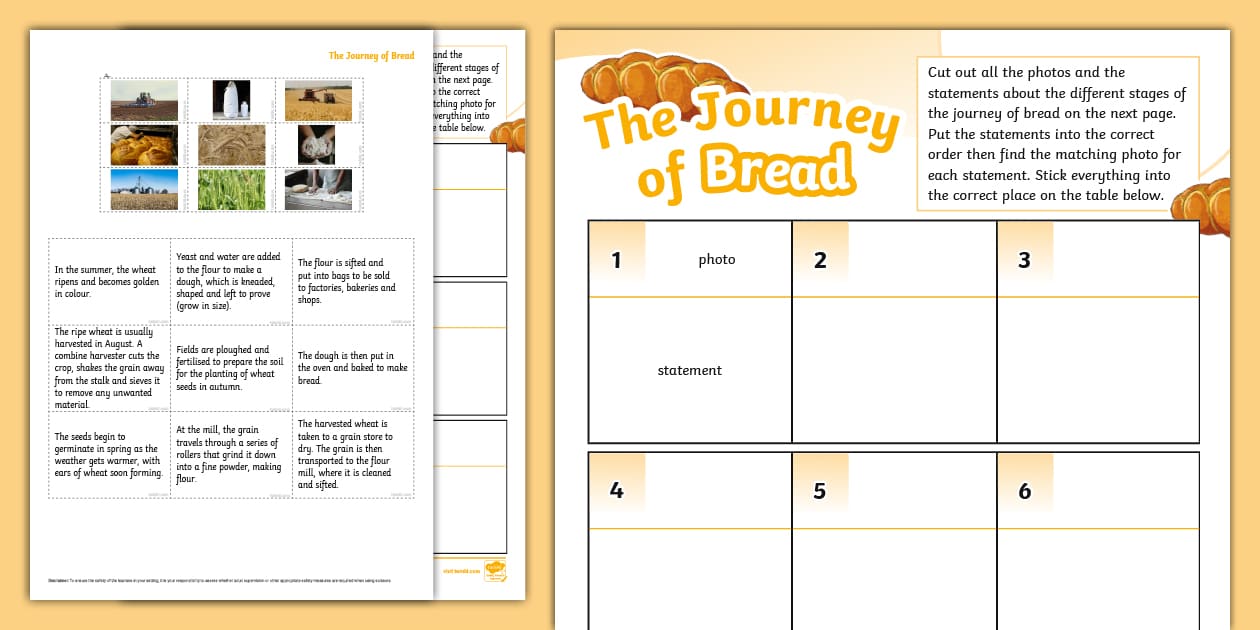 The Journey of Bread Sequencing Activity (teacher made)
