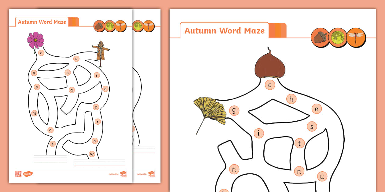 03 Teacher I Am Done ⅼ Autumn Word Maze and Write Activity