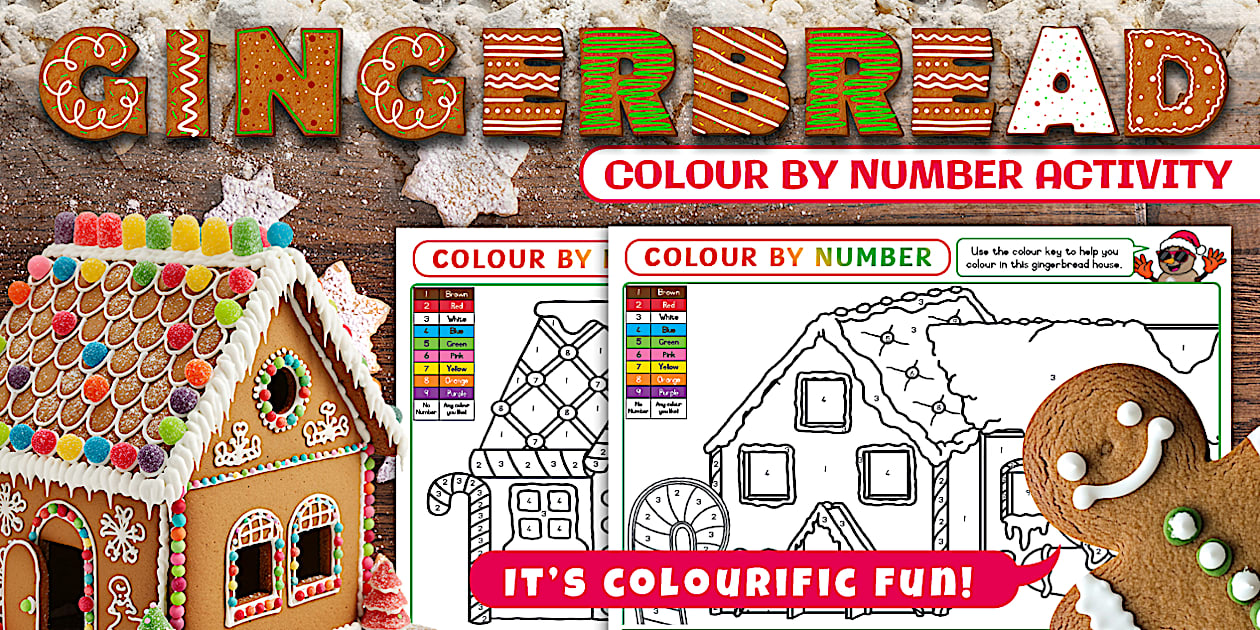 LS - Colouring Page: Gingerbread House Colour-by-number