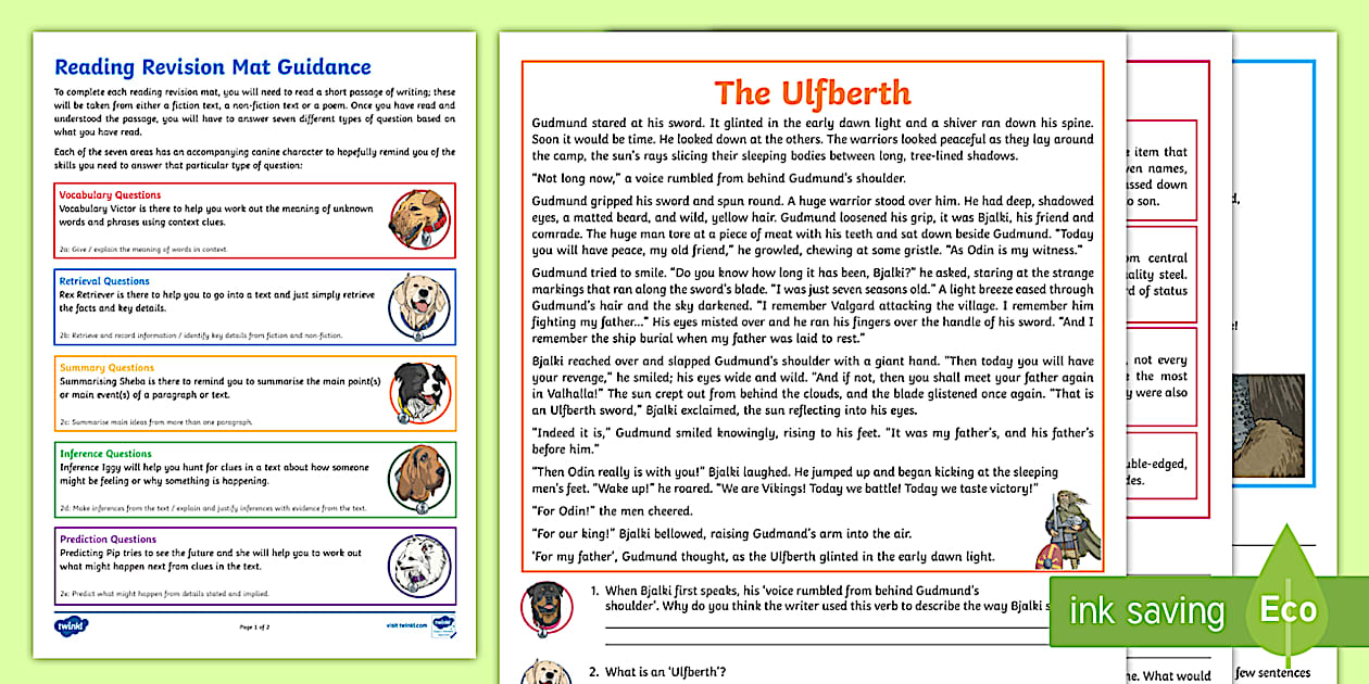 Year 5 Reading Revision Activity Mat Pack 1 - Twinkl