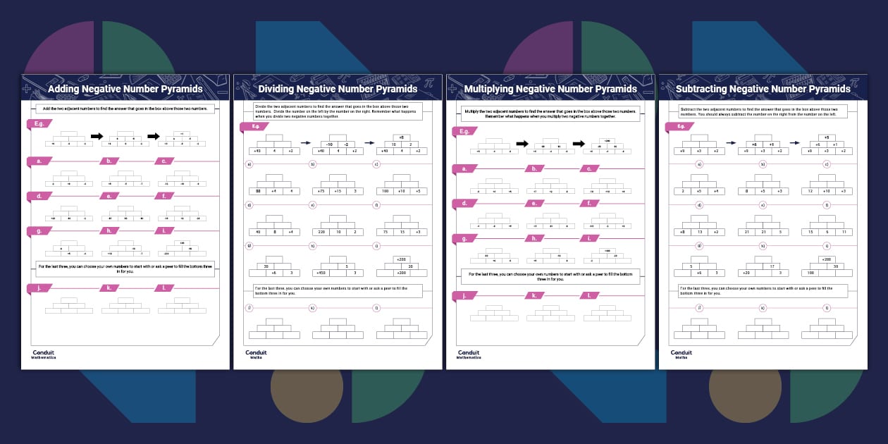 Negative Number Pyramid Pack (Teacher-Made) - Twinkl