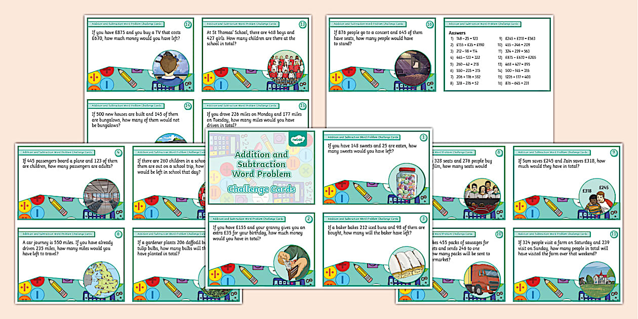 3 Digit Addition and Subtraction Word Problems - Twinkl