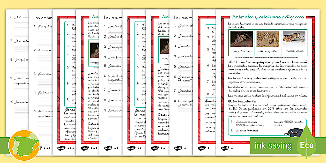 Middle Ability Comprensión lectora de atención a la diversidad: Animales y