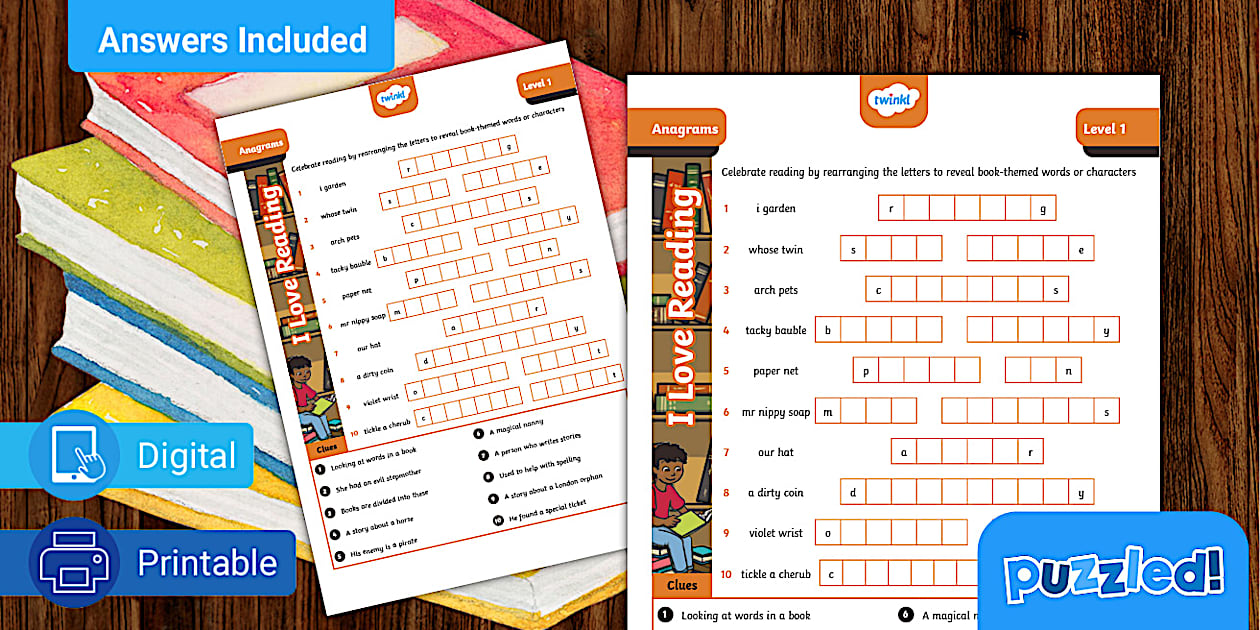 I Love Reading Anagram Puzzle - Twinkl - Kids Puzzles