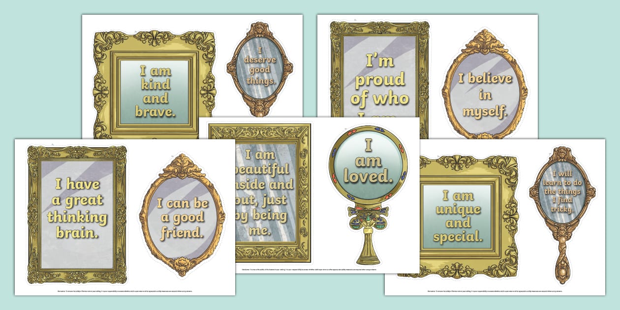 Positive Affirmations Mirror Cut-Outs (teacher made)