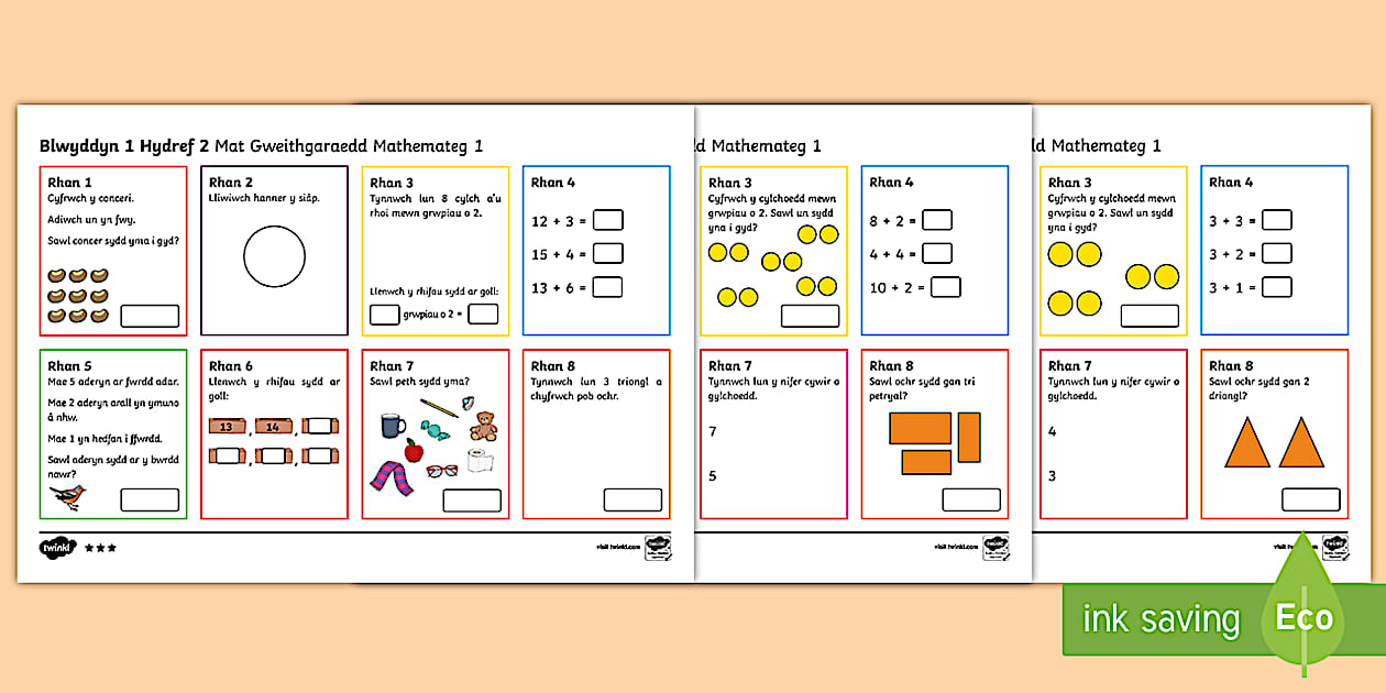 Matiau Gweithgareddau Mathemateg: Blwyddyn 1 Hydref 2