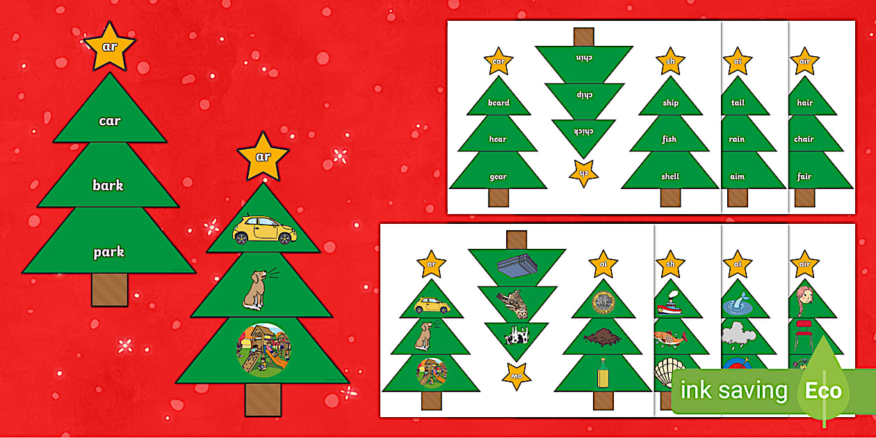 Phase 3 Phonics Christmas Tree Jigsaws (teacher made)