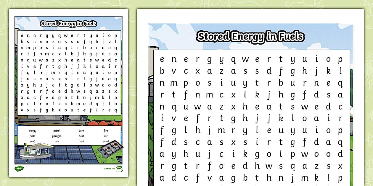 Stored Energy in Fuels - Word Search (teacher made) - Twinkl
