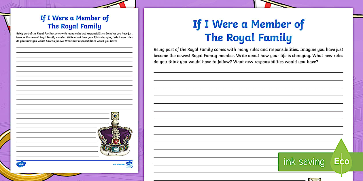 If I Were a Member of the Royal Family Writing Worksheet