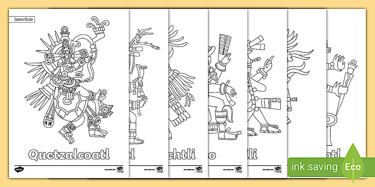 Aztec Gods Colouring Pages (teacher made) - Twinkl