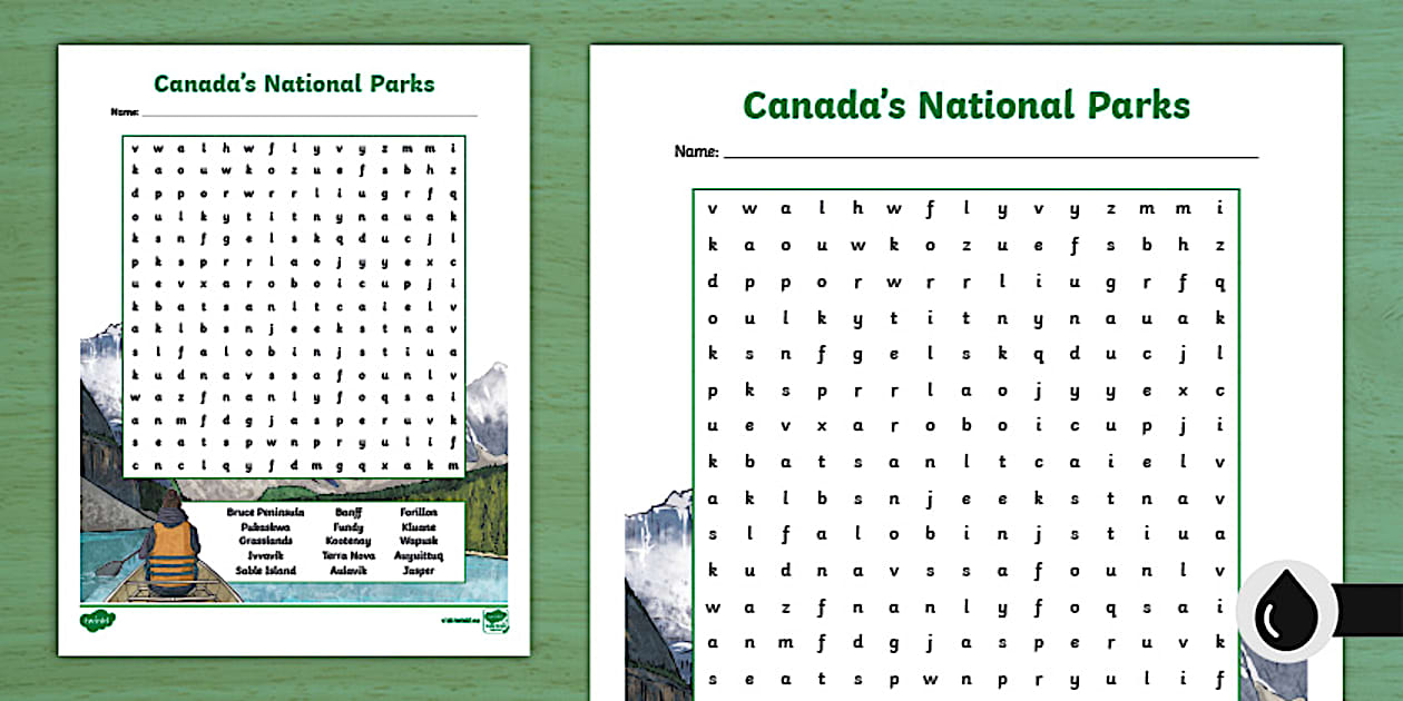 Canada's National Parks Word Search (teacher made) - Twinkl