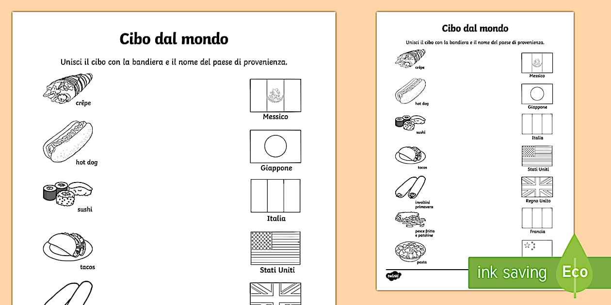 Cibo dal Mondo Attività (teacher made) - Twinkl