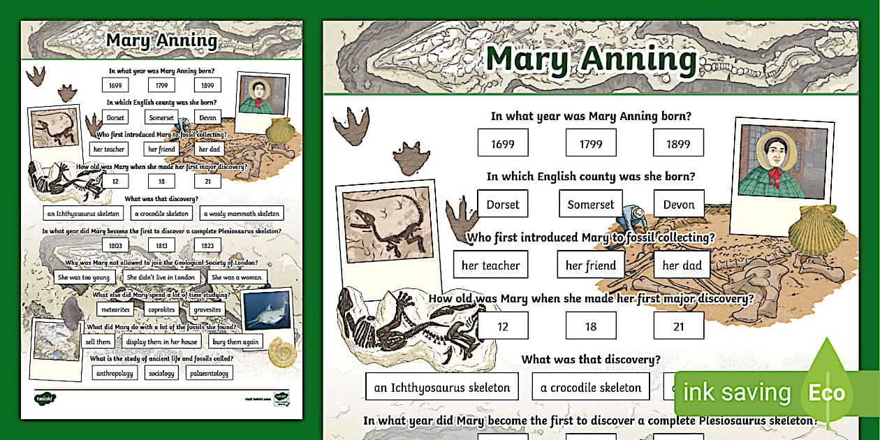 Mary Anning Paper Quiz (profesor hizo) - Twinkl