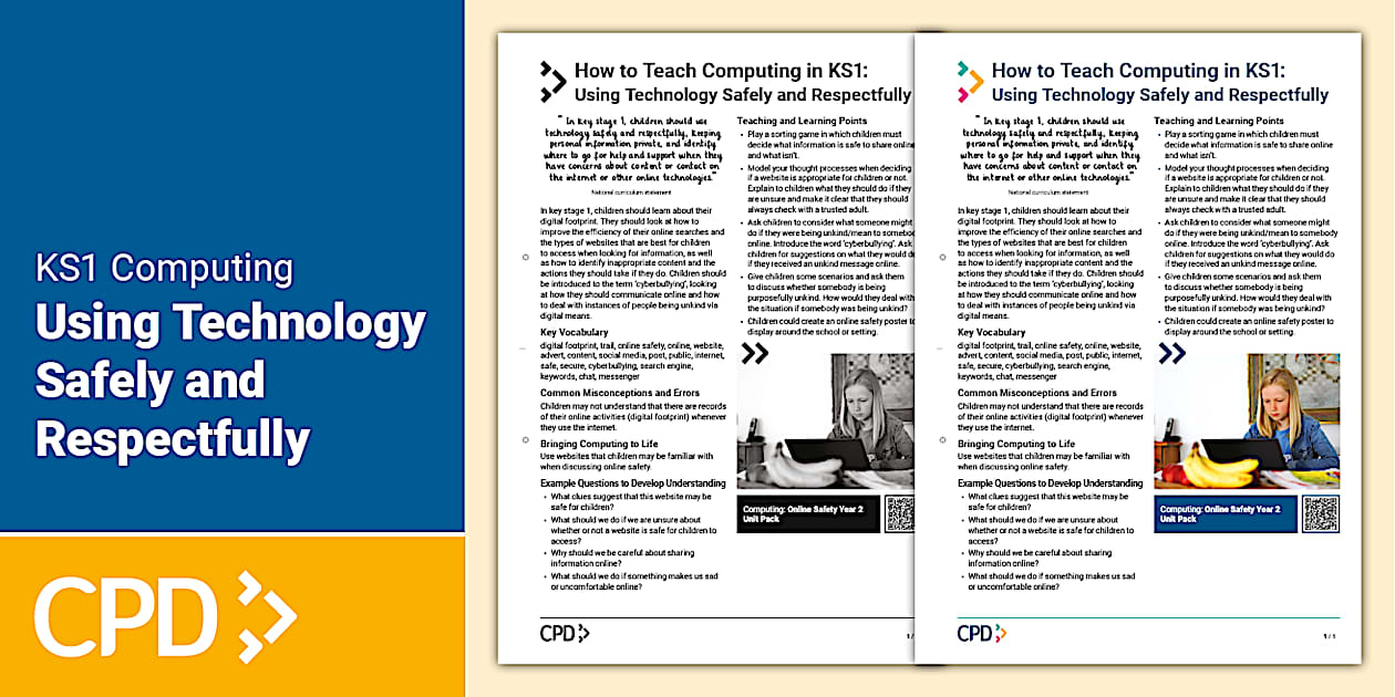 Computing in KS1: Using Technology Safely and Respectfully