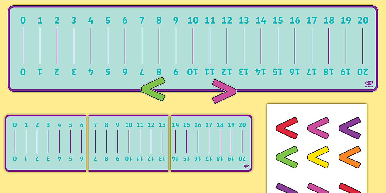 0 to 20 Less Than or Greater Than Number Line - Comparing numbers, less ...