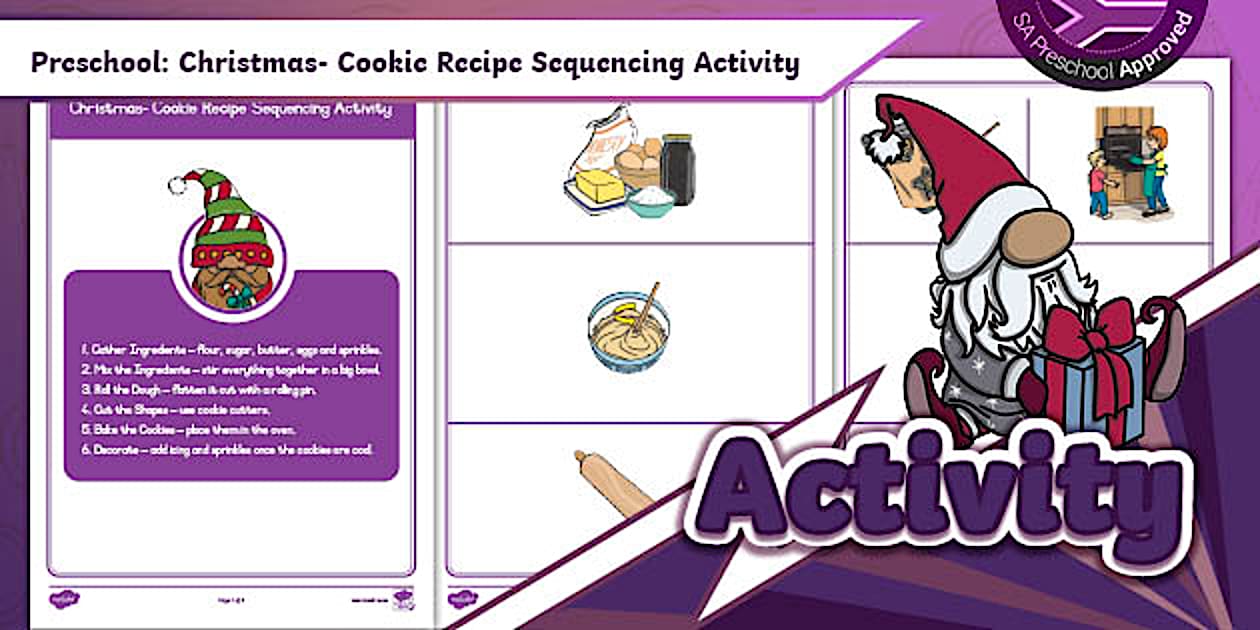 Preschool: Christmas- Cookie Recipe Sequencing Activity