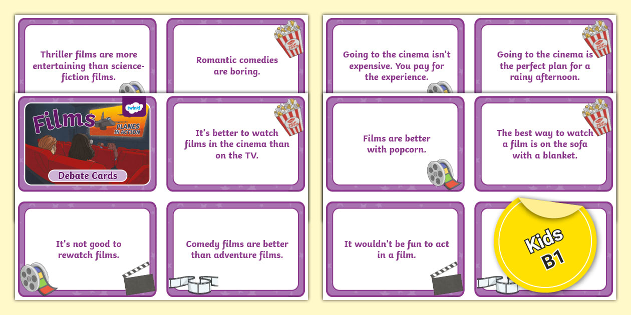 ESL Films Debate Cards for Kids (teacher made) - Twinkl