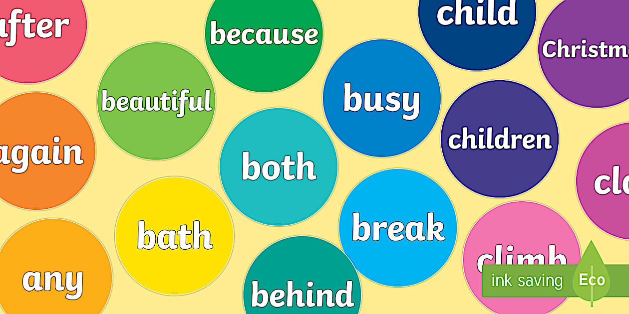 Cursive Year 2 Common Exception Words on Circles - Twinkl