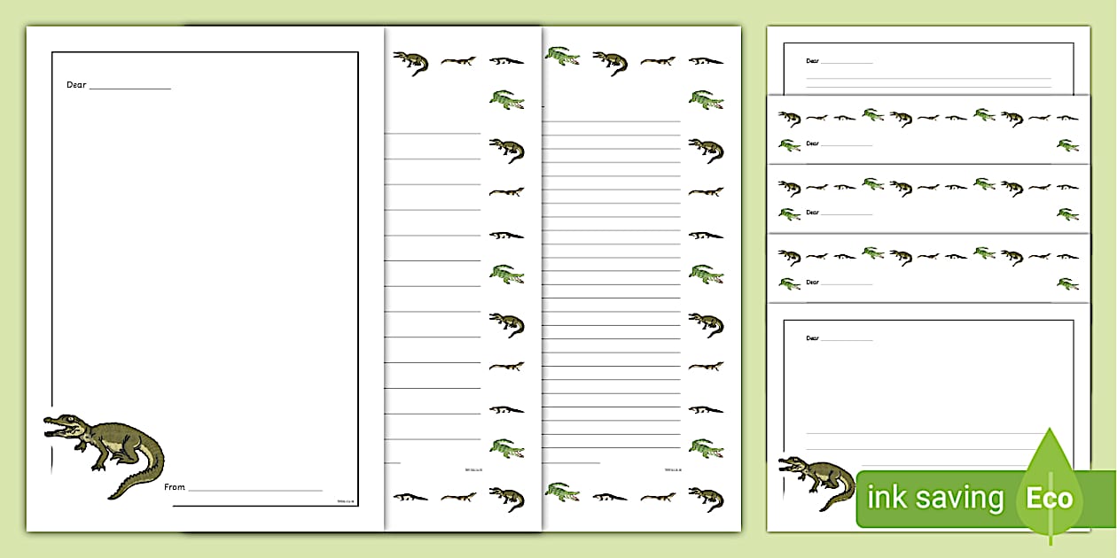 Crocodile Letter Writing Template - KS1 - Twinkl