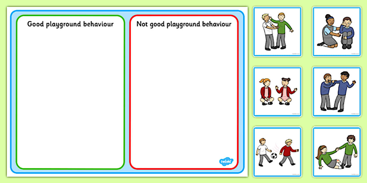Good Playground Behaviour Sorting and Discussion Cards