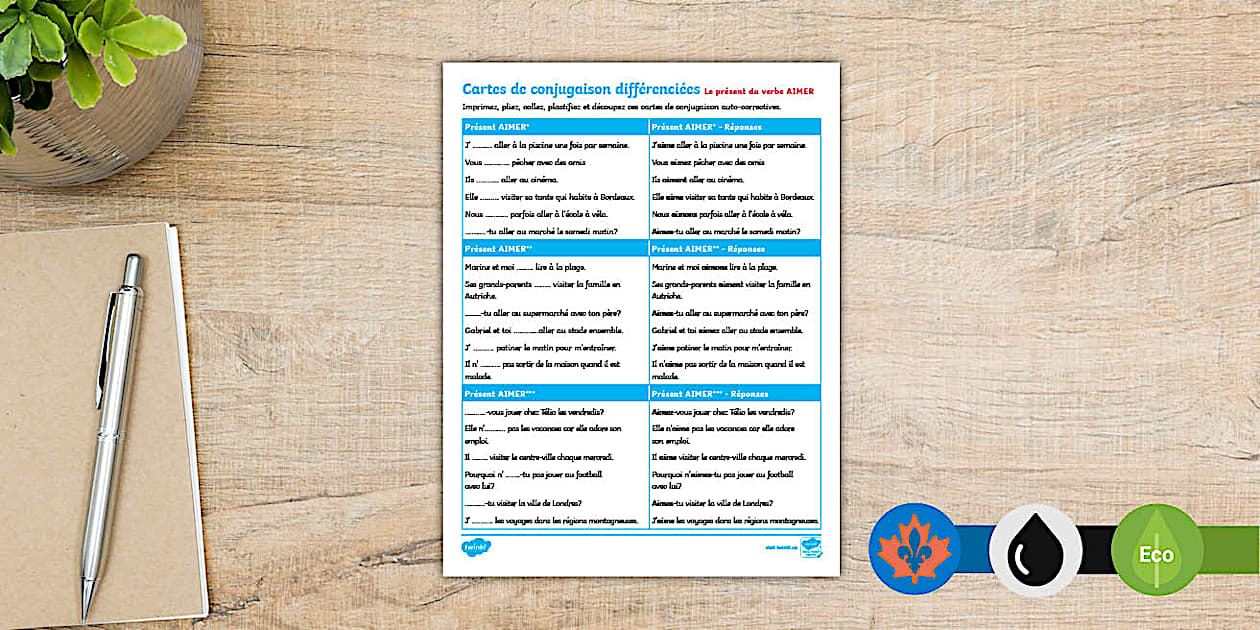 Verbe aimer | Ressource d'apprentissage Twinkl