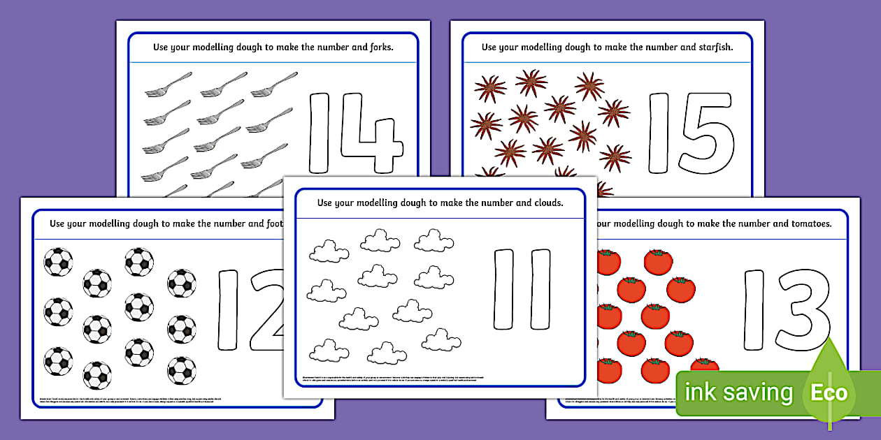 Number Modelling Dough Mats (11-20) | Twinkl (teacher made)