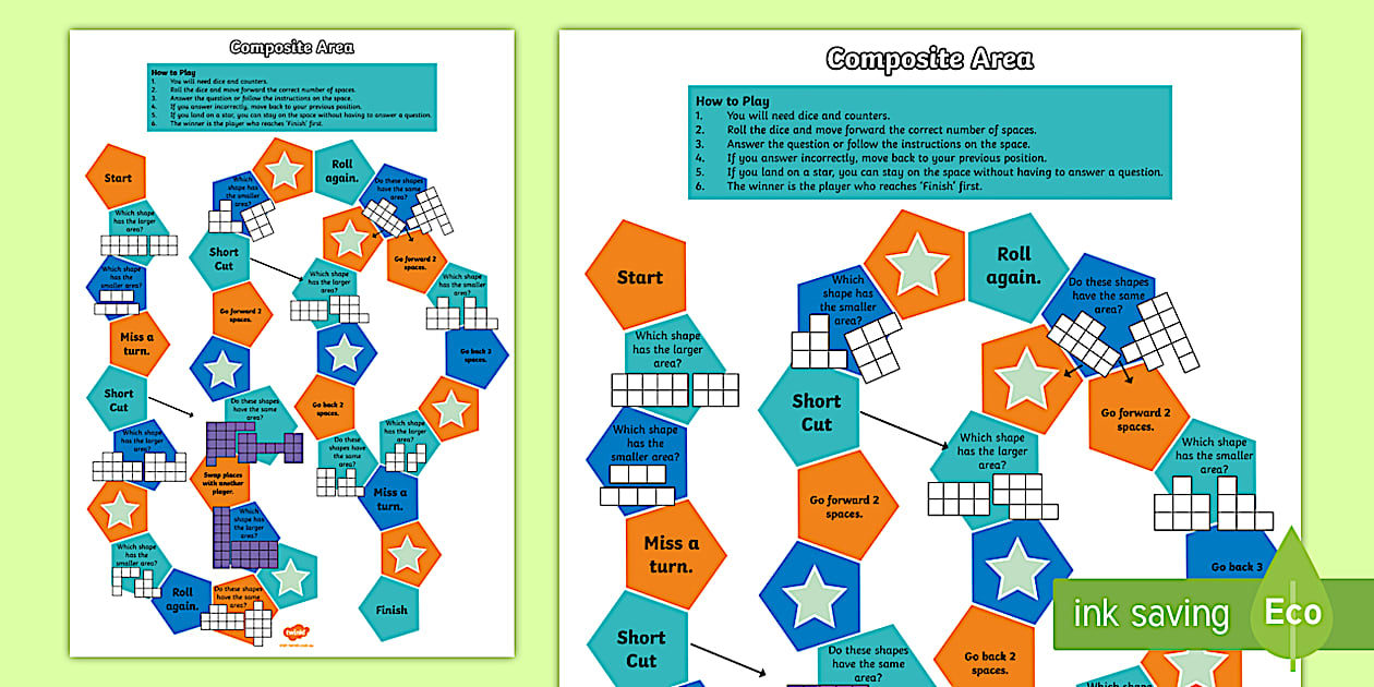 Composite Area Board Game | Geometry Board Game | Twinkl