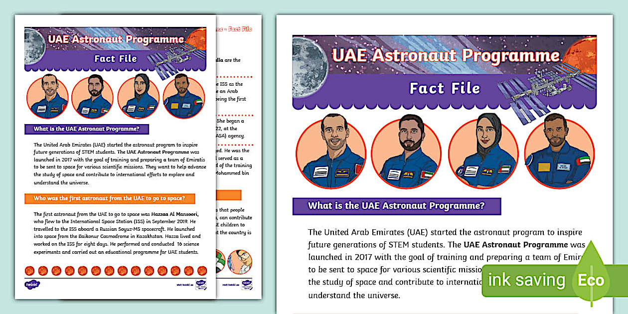 UAE Astronaut Programme - Fact File (teacher made) - Twinkl